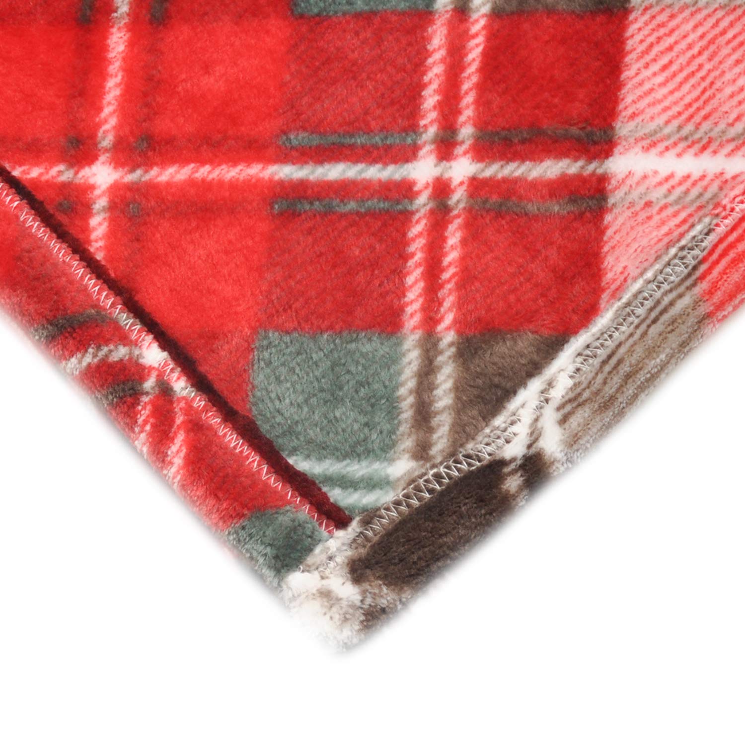 HOMRITAR Ultra Soft Throw Blanket with Plaid, Cozy Flannel Fleece Luxury Blanket for Bed, Sofa and Couch (50 x 60 inch, Red)