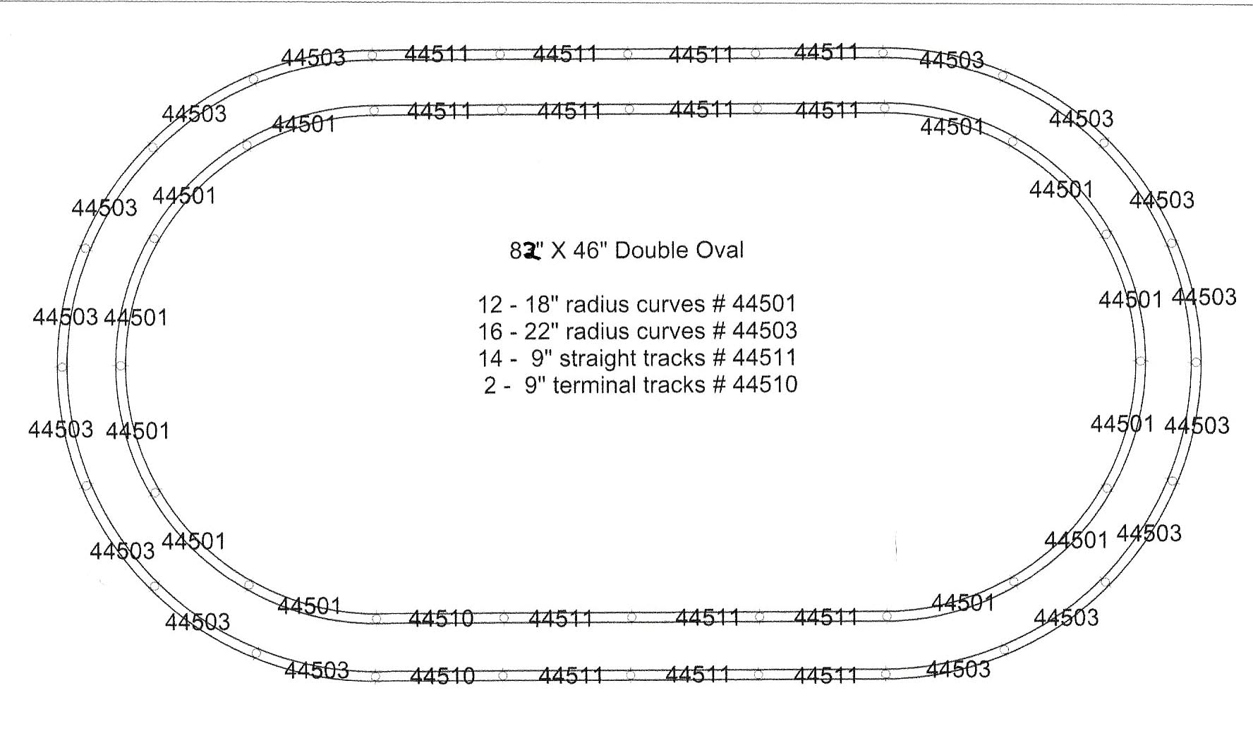 HO Scale Bachmann Nickel Silver EZ Track 46 X 82 Double Oval for Model Railroad Trains