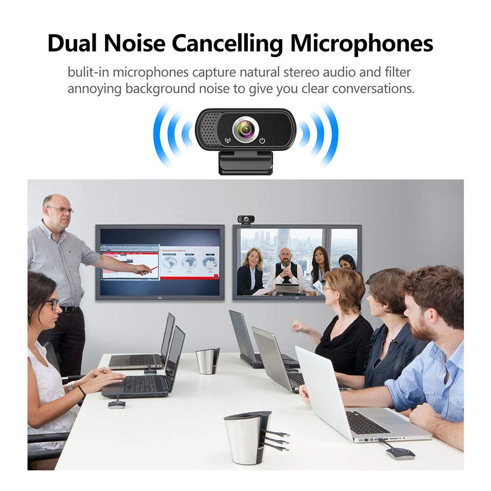 HZQDLN Webcam HD 1080P,Webcam with Microphone,USB Desktop Laptop Camera with 110 Degree Widescreen,Stream Webcam for Calling, Recording,Conferencing, Gaming,Webcam with Privacy Shutter and Tripod