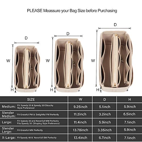 Himai Purse Organizer Insert, Bag Organizer, Bag in Bag, Perfect for Speedy Neverfull and More, 5 Size (Large, Beige)