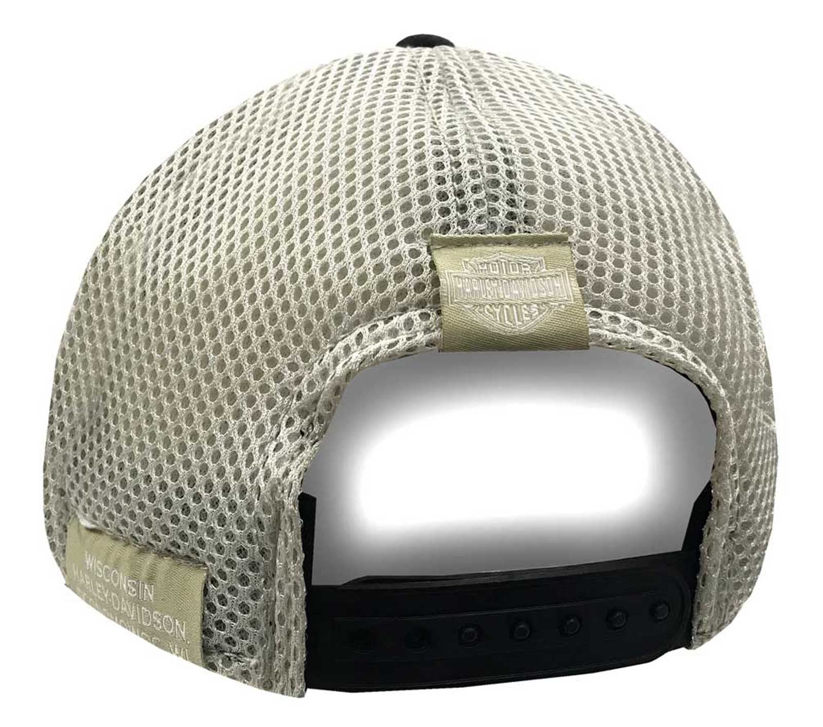 Harley-Davidson Men's Tribal Snapback Curved Brim Colorblocked Mesh Trucker Cap Black
