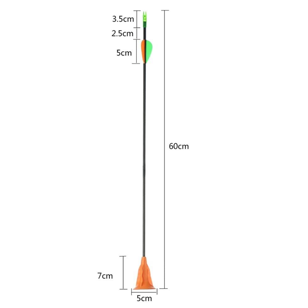 Huntingdoor Archery Suction Cup Arrows Fiberglass Fletched Vanes with Safe Fixed Suction Cup for Kids Youth Beginner for Target Practice Game 6 Pack