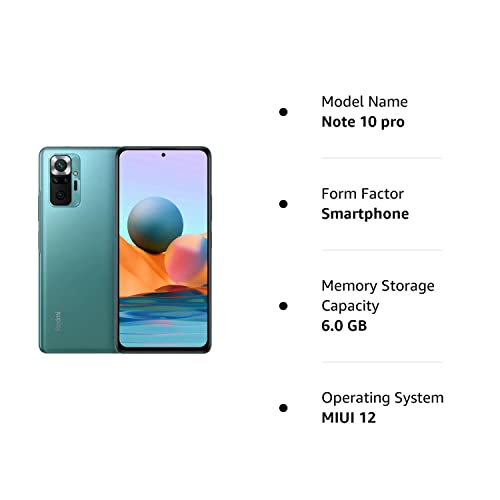 Xiaomi Redmi Note 10 Pro 4G Global Version 128GB + 8GB Unlocked 6.67" Quad Camera Night Mode (not Verizon Sprint Boost At&t Cricket) (w/ 51w Fast Car Charger Bundle) (Aurora Green)