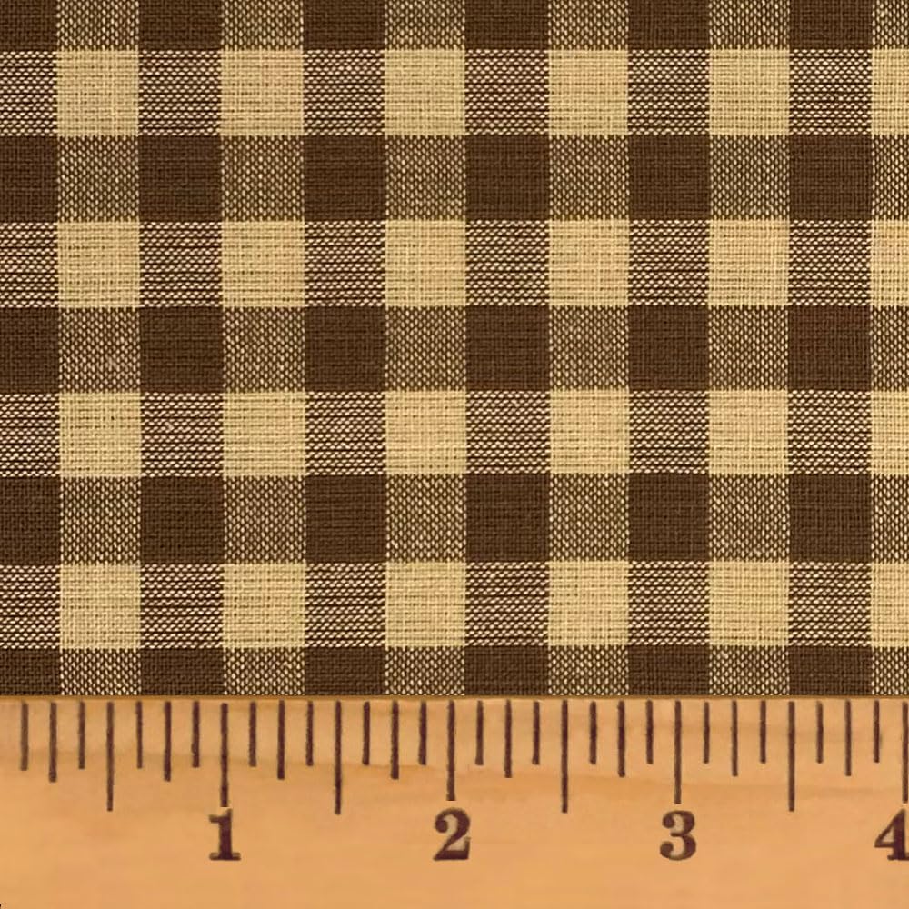 Tuscan Brown 5 Mini Buffalo Plaid 100% Cotton Homespun Fabric by JCS - Sold by The Yard