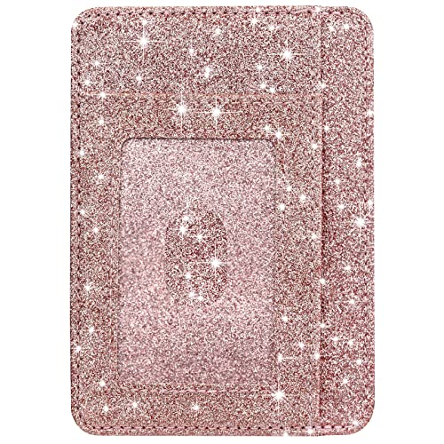 HOTCOOL Card Holder Wallet Front Pocket Minimalist Leather With RFID Blocking Wallet for Men & Women, Glitter Rose