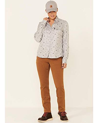 HOOEY Women's Grey Star Print Habitat Sol Lightweight Long Sleeve Snap Grey XX-Large