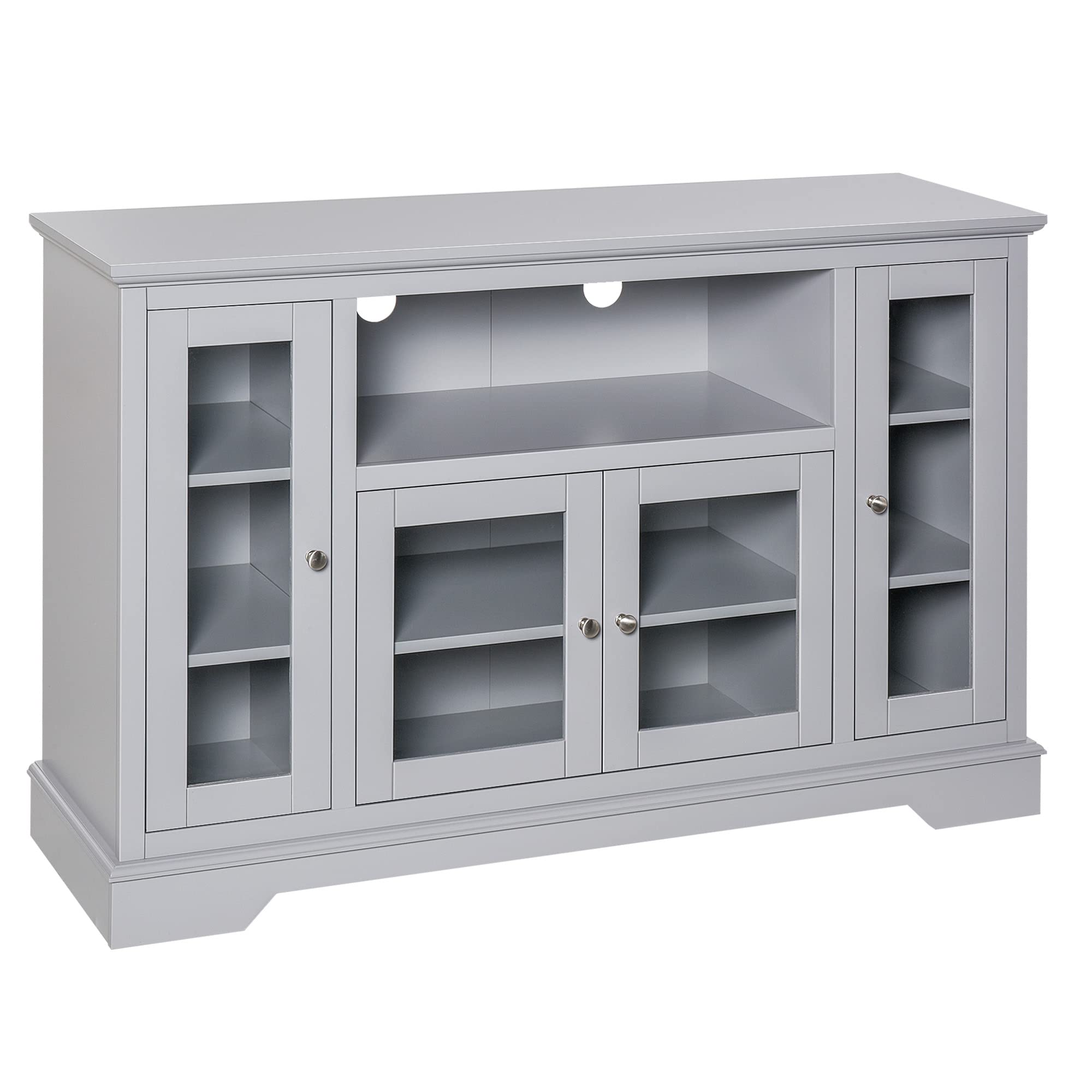 HOMCOM Sideboard Buffet Cabinet with Storage, Kitchen Cabinet Coffee Bar Cabinet with Glass Doors for Living Room, Kitchen, Grey