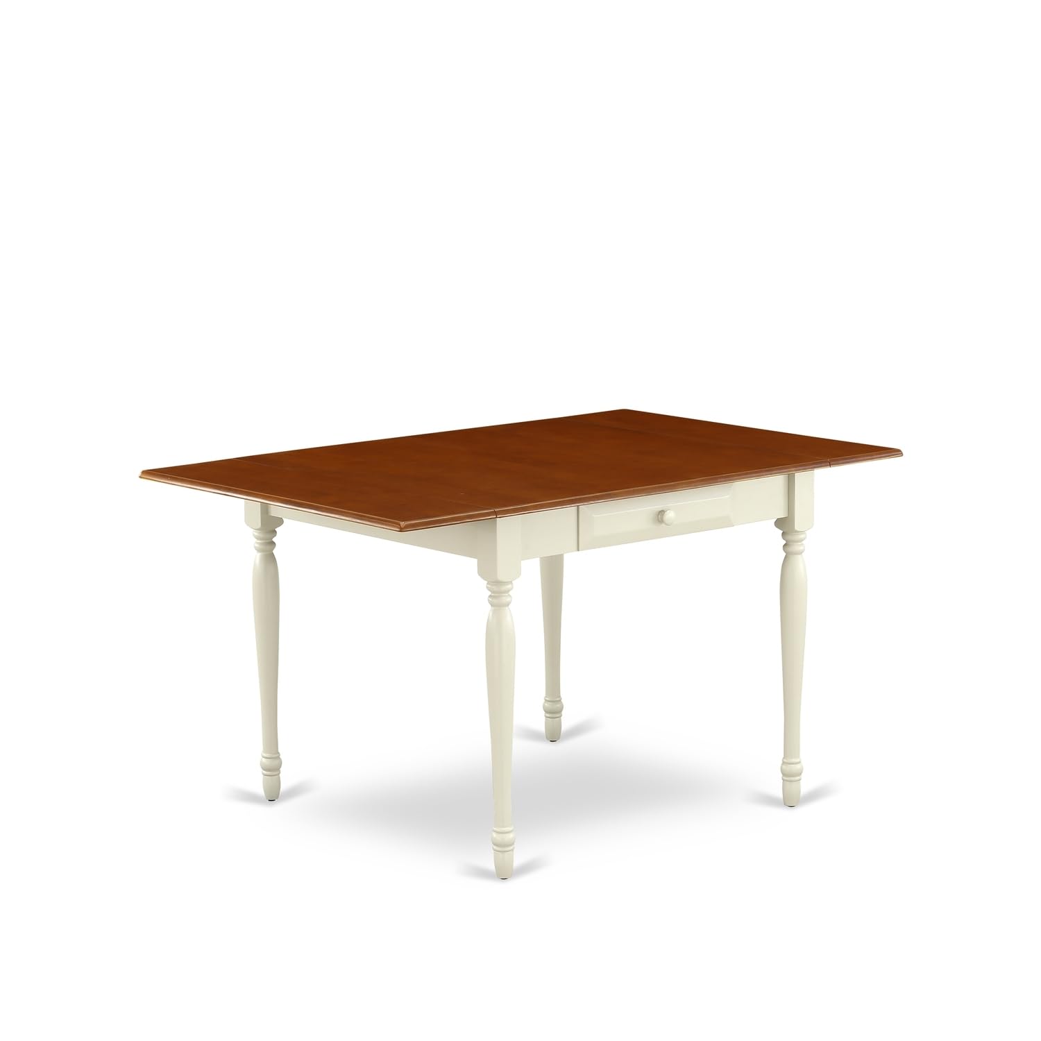 HomeStock Southwestern Sensibilities 3 Pieces Dining Table Set - Heavy Duty Drop Leaf Real Wood Rectangular Table and 2 Hardwood Seat Kitchen Chairs, Buttermilk and Cherry Finish