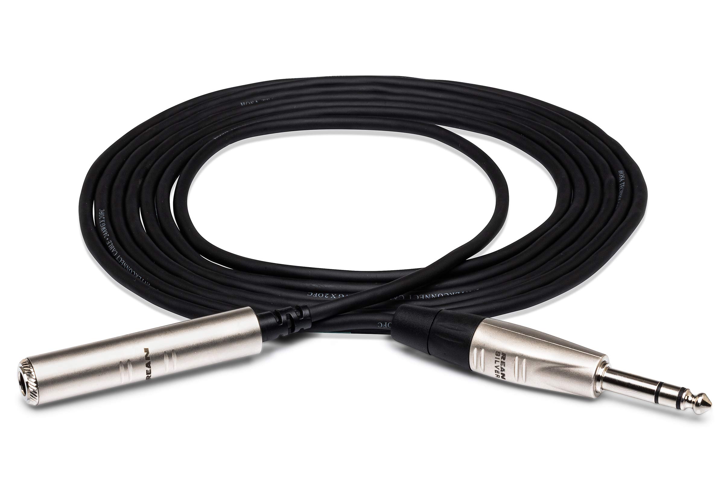 Hosa HXSS-005 REAN 1/4" TRS to 1/4" TRS Pro Headphone Extension Cable, 5 Feet & GPP-273 1/4" TRS to 1/4" TRS Right Angle Adaptor