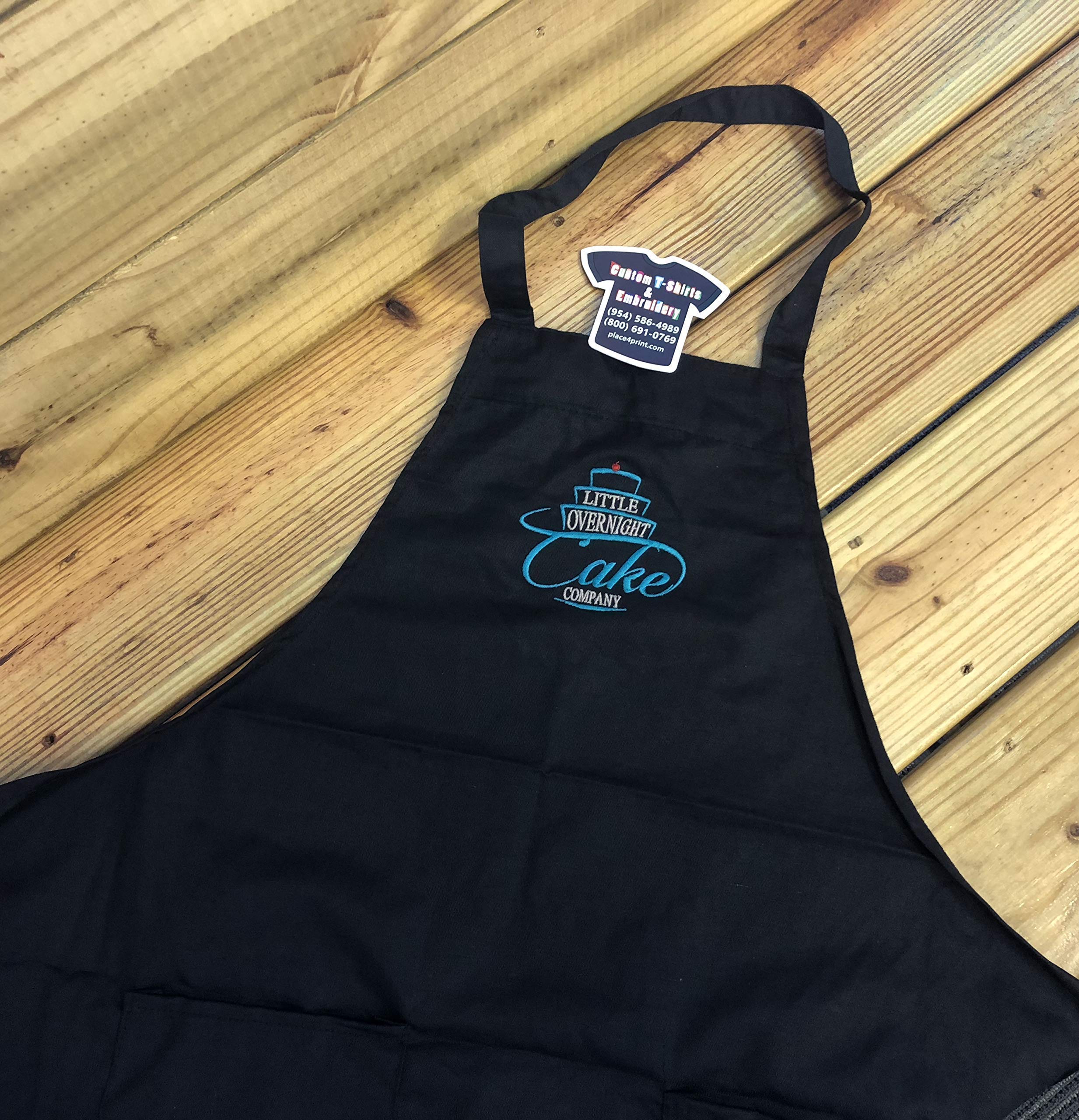 PLACE4PRINT Personalized Chef Apron with Hat Set for chef Embroidered Design - Aprons for Women and Men, Kitchen Chef Apron with 2 Pockets and Long Ties, Adjustable Bib Apron for Cooking, Serving