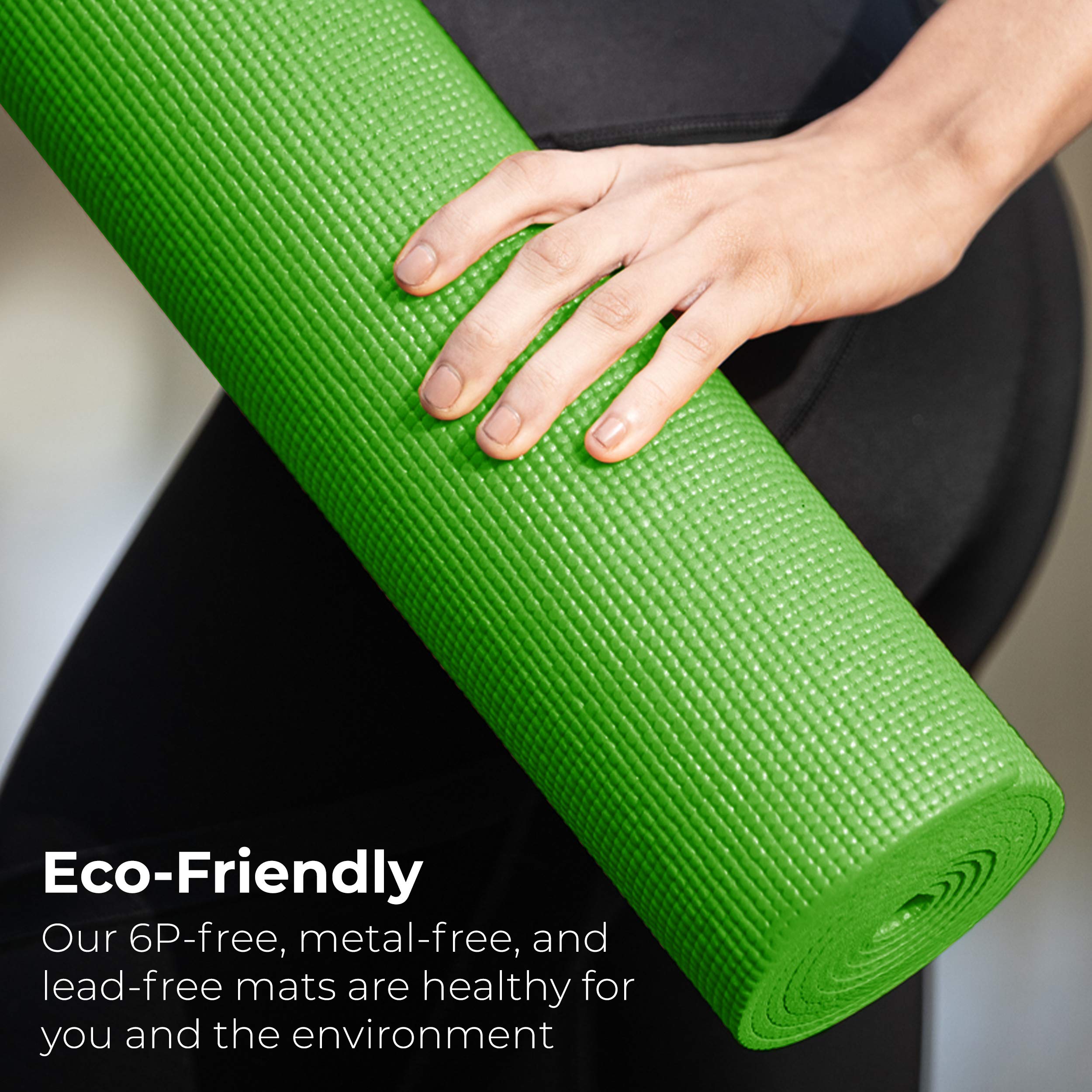 Hello Fit 6-Pack Yoga Mat With Deluxe Carrying Harness, 68" x 24" Non Slip Exercise Mat, 4mm Thick Gym Mat, Bulk Non Toxic Yoga Mats for Schools and Studios, Green