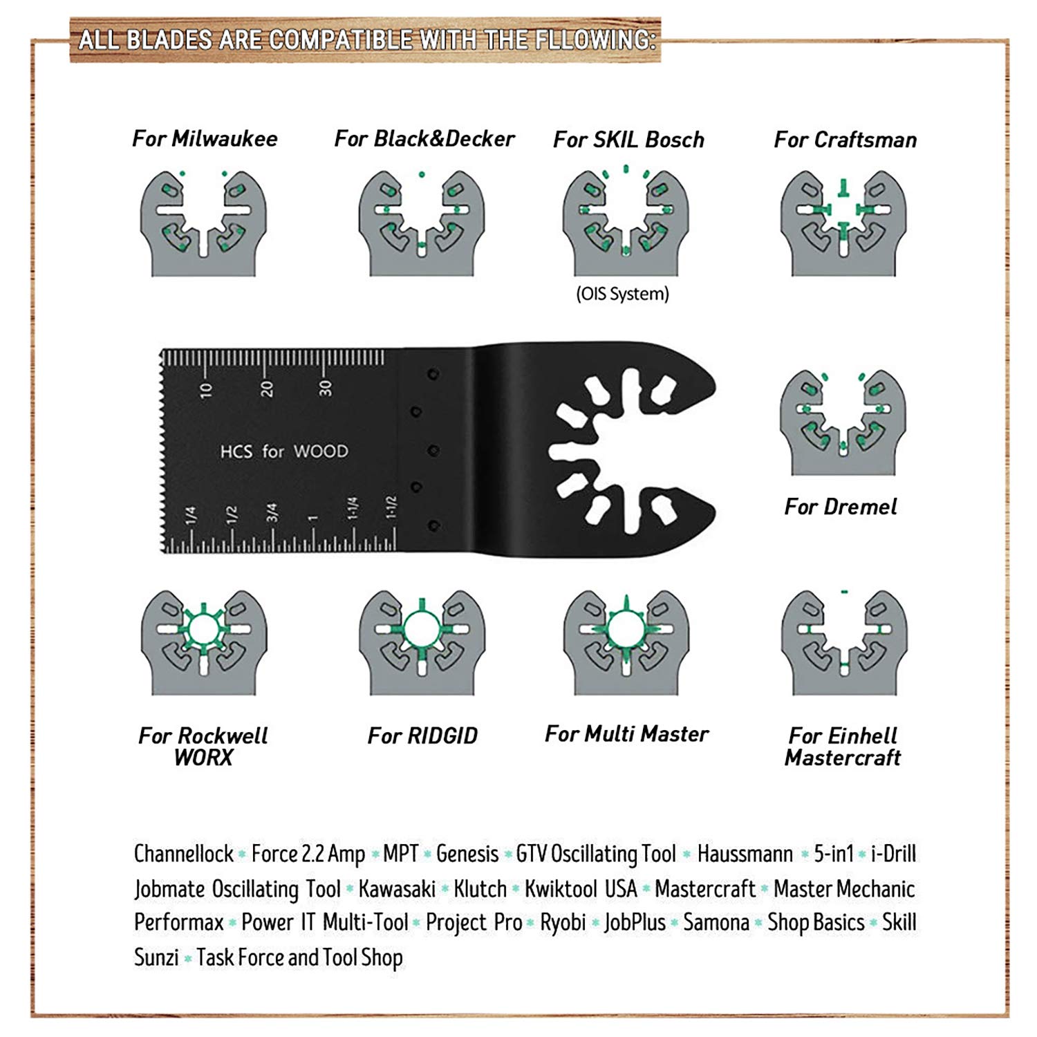 HOTBEST 68 Pcs Universal Wood/Metal Oscillating Multi Tool Saw Blades Accessories Contain Multitool Blades & Sanding Pad/Sheet for Multimaster Porter Cable Black&Decker Bosch Craftsman etc