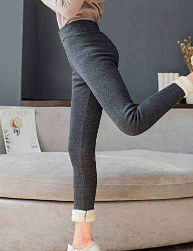 Jenkoon Womens Warm Fleece Sherpa Lined Sweatpants Drawstring Athletic Jogger Pant Trousers(Grey-3,XS)