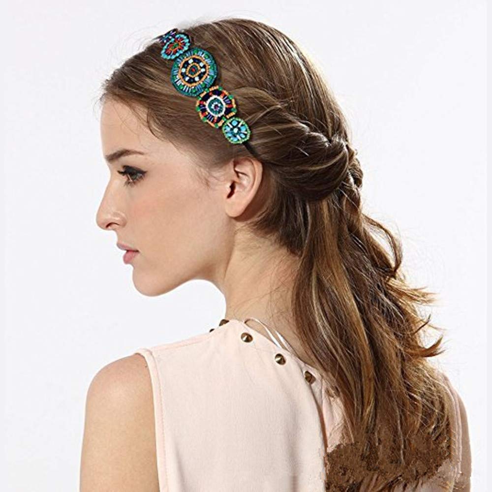 inSowni 7 Pack Handmade Rhinestone Crystal Beaded Stretchy Headbands Hair Accessories for Women Girls Brides