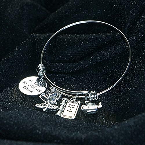 WENATA Inspirational Gift A Tale As Old As Time Beauty And The Beast Belle Bracelet Disney Jewelry Princess Bracelet Wedding Gift for Her (Tale as old BR)