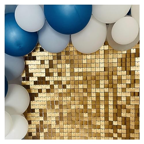 Shimmer Wall Backdrop, 24 Pcs Iridescent Sequins Wall Panel Backdrop Glitter Shimmer Wall Backdrop for Wedding Party Shower Birthday Decor (Color : Matt Gold)
