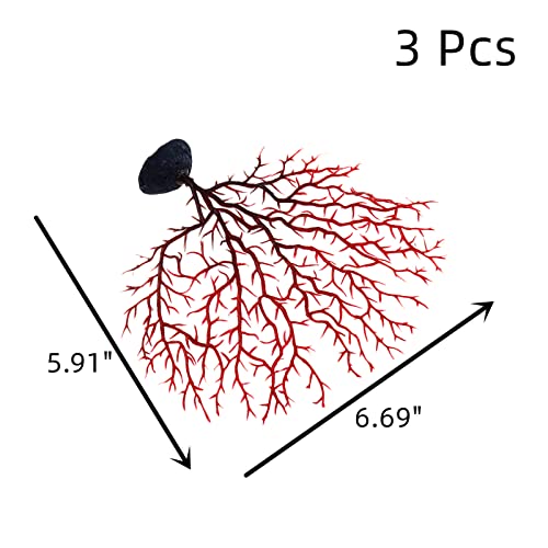 WDONAY Aquarium Coral Set Decoration, Simulation Coral Tree Decoration Resin Coral Tree (3 Models-S M L) Red 1 Pcs Each