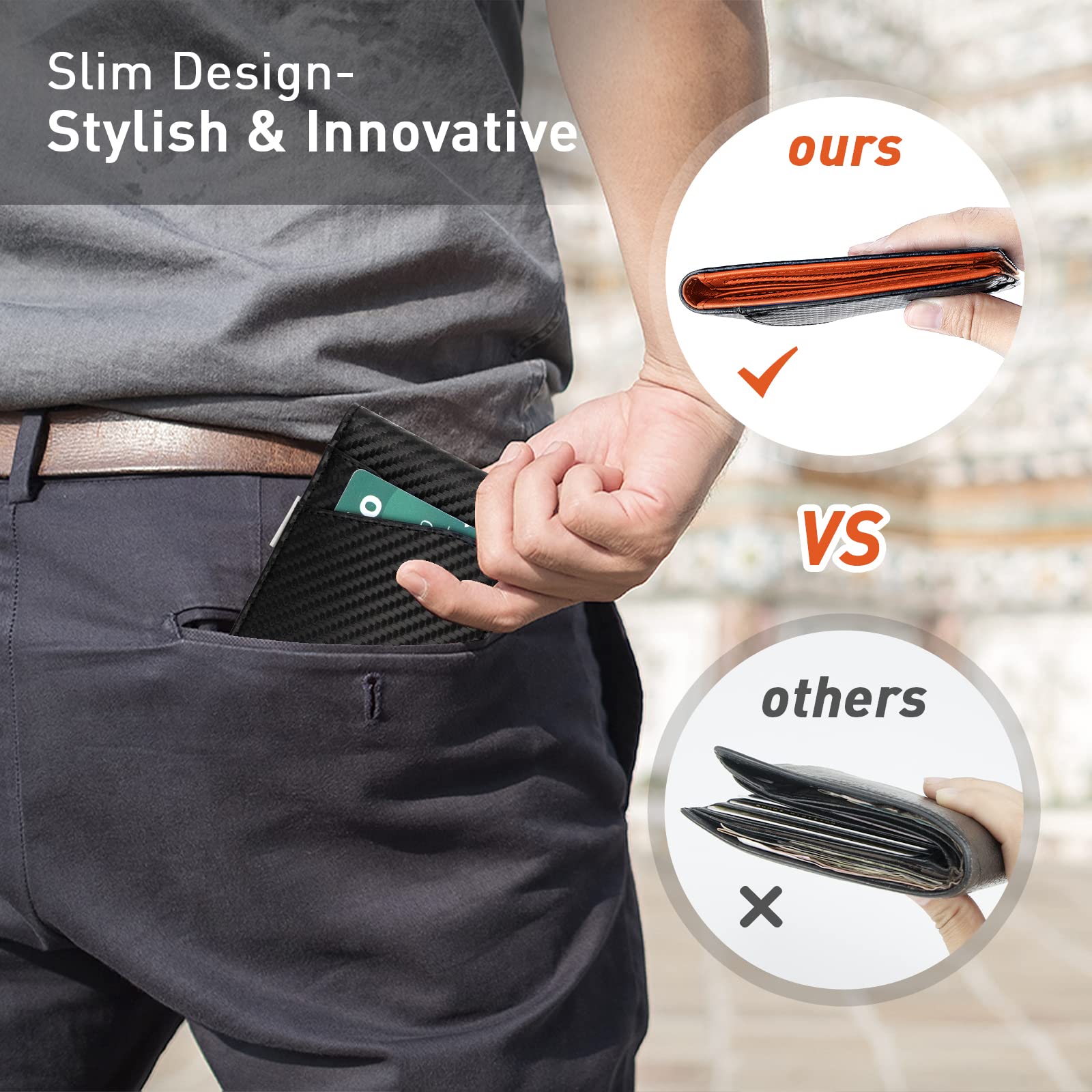 Maitron Wallet for Men, Slim RFID Money Clip Wallet, Bifold Minimalist Wallet with ID Window & 12 Card Slots