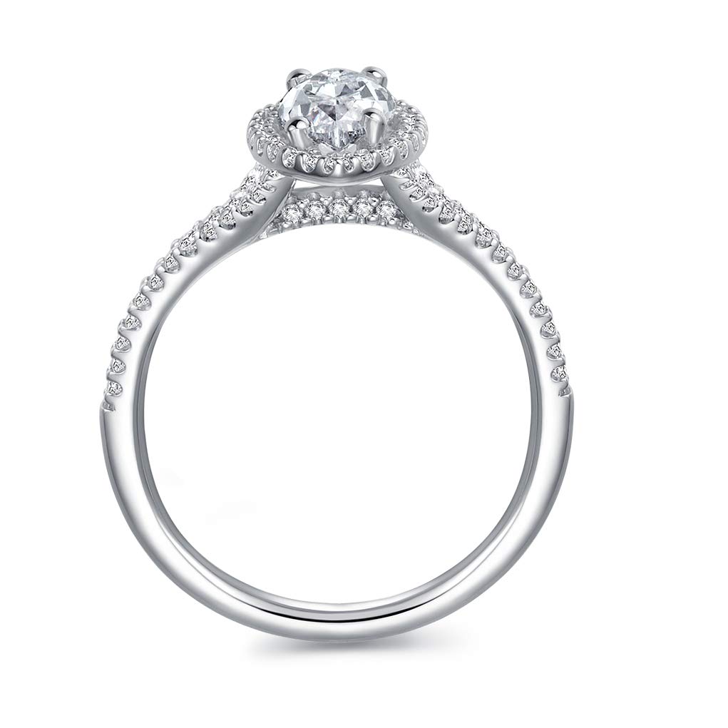 HAFEEZ CENTER Moissanite Rings 1 Carat Marquise Cut Moissanite Engagement Ring D Color VVS Moissanite Rings (6.5)