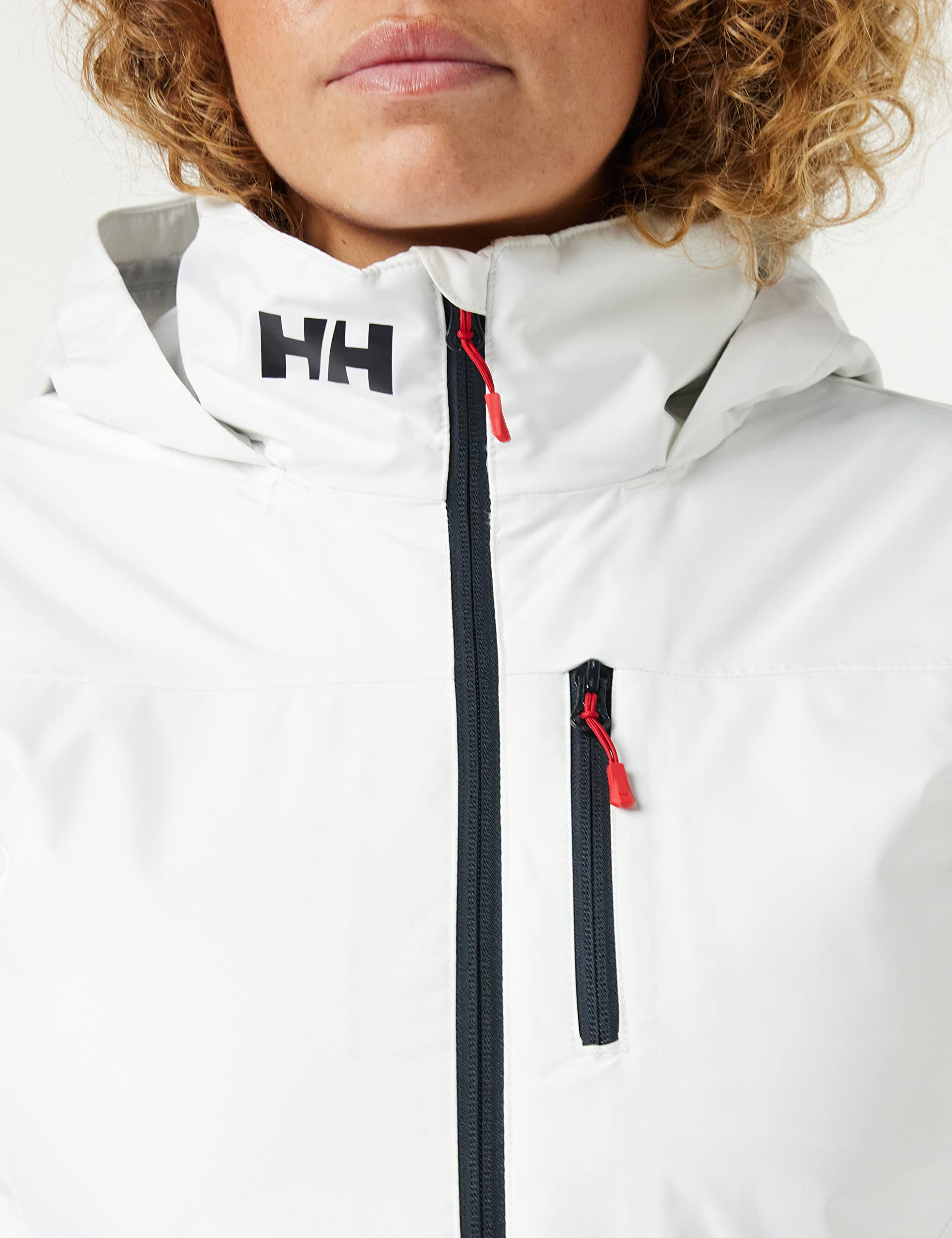 Helly Hansen Women's Crew Hooded Midlayer Fleece Lined Waterproof Rain Jacket, 001 White, XX-Large