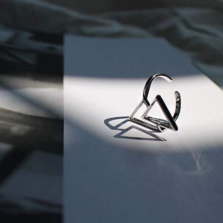 Helen de Lete Double Triangle S925 Sterling Silver Adjustable Ring