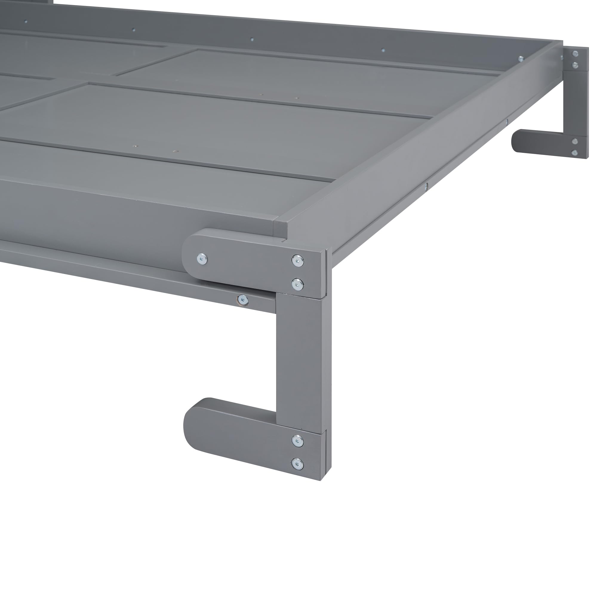 Harper & Bright Designs Queen Size Murphy Bed with a Shelf, Easy Fold Wood Wall Bed, Space-Saving Murphy Bed Cabinet for Guest Room Home Office,Grey