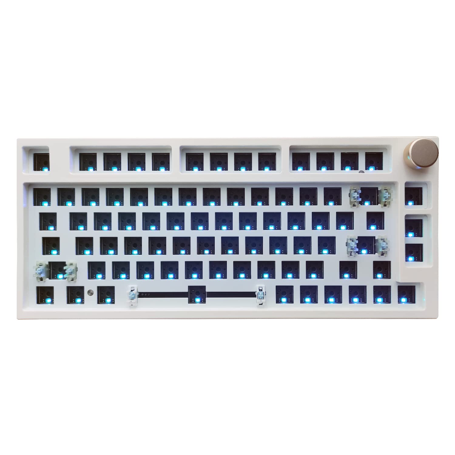 keydous NJ80-AP Wireless Mechanical Keyboard with Knob Bluetooth 5.0 | 2.4G 75% Hot Swap Custom Barebone Kit with Knob RGB Dye-sub PBT Keycab for Win Mac