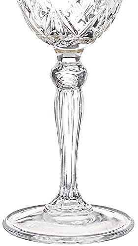 Lorren Home Trends Siena Collection Crystal White Wine Glass with Gold Band Design, Set of 4,6 fl oz