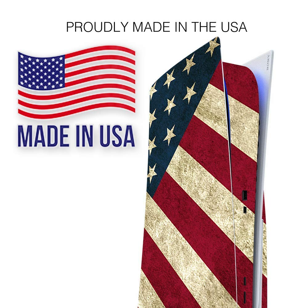 ITS A Skin Skins Compatible with Sony Playstation 5 Console Disc Edition - Protective Decal Overlay Stickers wrap Cover - Merica Flag Pattern