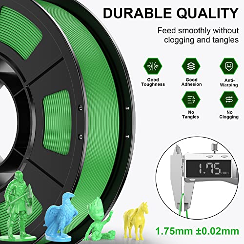WEEFUN 3D Printer Filament Bundle 250g X 4 Spools, PLA Filament 1.75mm 3D Printing Material, Four Bright Color PLA Filaments Kit for 3D Printer Green/Light-Green/Yellow/Sky Blue, Fit Most 3D Printers