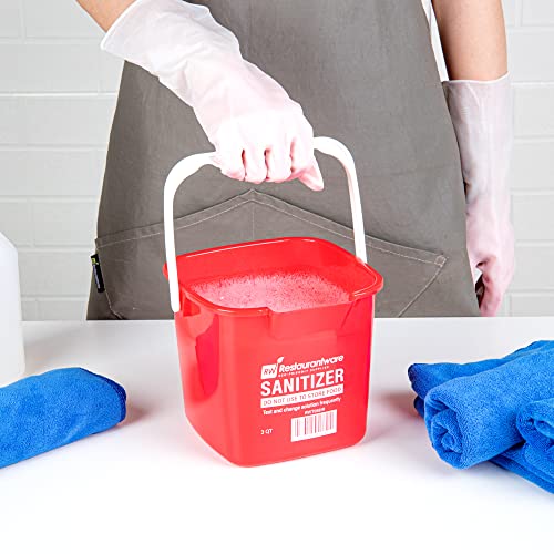 Restaurantware Clean 3 Quart Cleaning Bucket, 1 Detergent Square Bucket - With Measurements, Built-In Spout & Handle, Red Plastic Utility Bucket, For Home Or Commercial Use