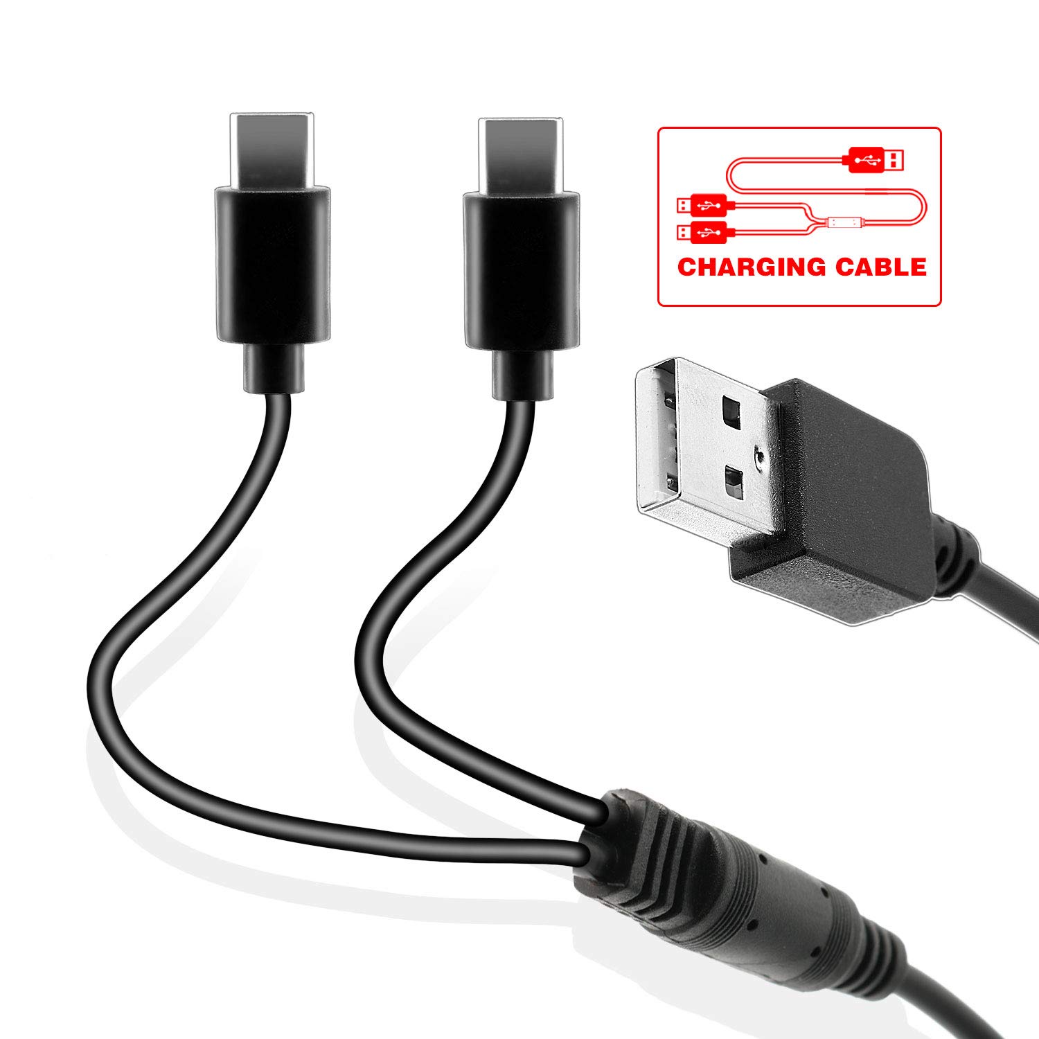 HEATFUN USB Type C Cable for PS5 Xbox Series X Controller, 2 in 1 USB C Charger Cable for Switch Pro Controller, Poke Ball Plus Controller and Android Devices - 1 Pack