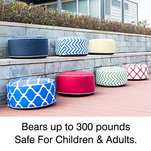 QILLOWAY Indoor/Outdoor Inflatable Stool,Round Ottoman,All Weather Foot Rest for Kids or Adults, Camping or Home (Peacock Blue)