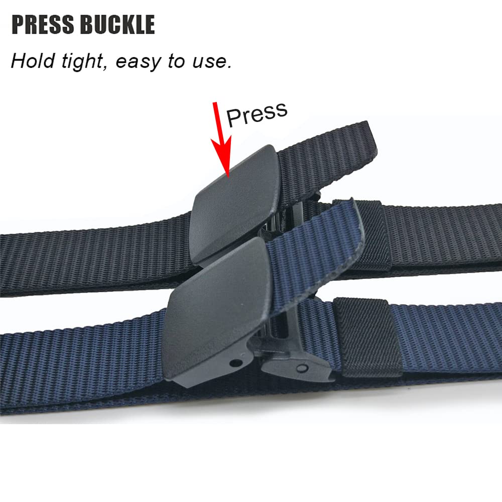 HOANAN 2 Pack 1.25" Wide Military Tactical Belt, No Metal Webbing Nylon Web Belt(black+navy)