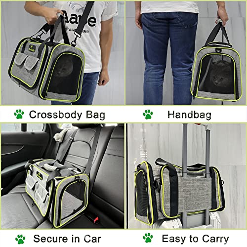 Thumberly Cat Carrier Soft-Sided - Pet Carrier Airline Approved for Medium Cats, Small Animals and Puppy Under 15 Lbs, Small Dog Carrier 1 Side Expandable - Size Small