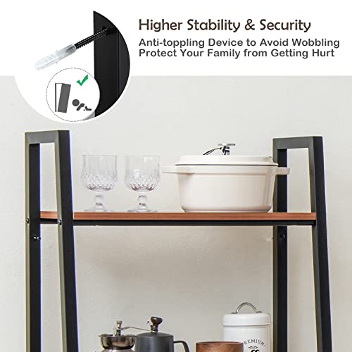 Tangkula 4-Tier Ladder Bookshelf, Freestanding Open Bookcase with Metal Frame & Anti-toppling Device, Industrial Wooden Storage Display Shelf Plant Stand for Living Room Study Balcony (2, 4-Tier)
