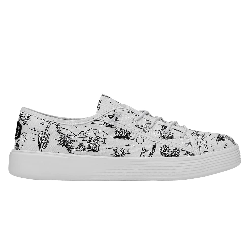 Hey Dude Cody Desert White/Black Men's 10 & Women's 12 | Unisex Sneakers | Unisex Slip On Shoes | Comfortable & Light-Weight
