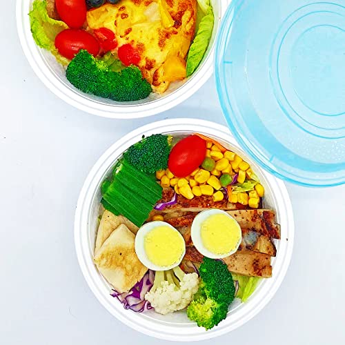 Zhongzheng (24oz) Round Meal Prep Containers,Plastic Meal Prep Bowls with Lids,Reusable Food Storage Containers,Disposable salad bento box sets,Stackable, Microwaveable, Fridge Safe.(25 Sets)