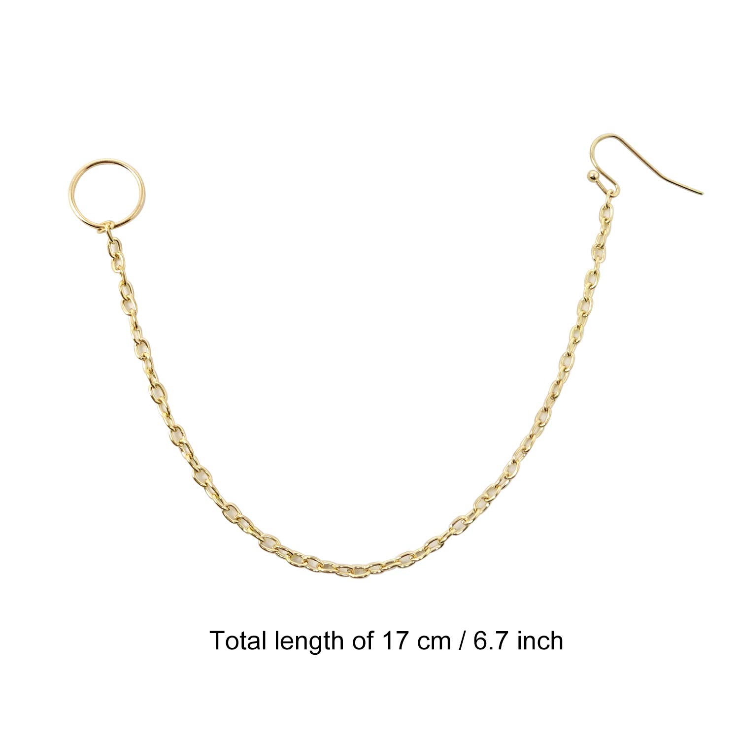 Honbay 2PCS Pierced Indian Nose Rings with Chain Nose to Ear Chain