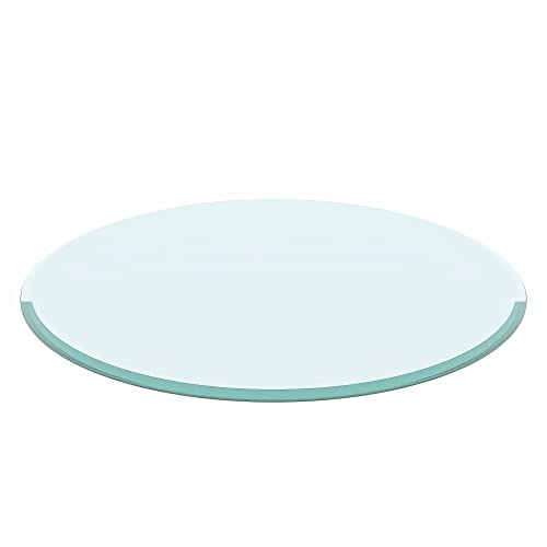 Wlvos 40" Inch Round Tempered Glass Table Top Clear Glass 1/2" Inch Thick Beveled Polished Edge