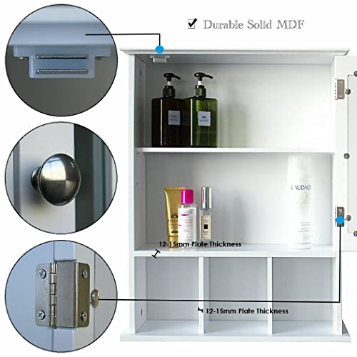 Wooden Bathroom Wall Medicine Cabinet Shelf Storage Organizer with Mirror Door Storage Cabinet Bathroom Storage Cabinet Organizer Bathroom Cabinet Medicine cabinets Bathroom Storage Cabinet