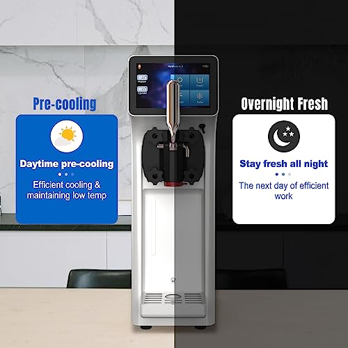 XPW Commercial Ice Cream Machine - 1000W Single Flavor Soft Serve 110V Ice Cream Maker Machine 2.7 to 4 Gallons/H Touch LCD display & Auto Clean, Ideal Ice Cream Machine for Home Bars Restaurants