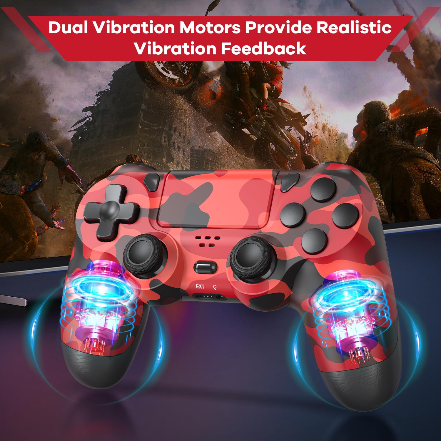 Hiyuky PS4 Controller,Wireless Controller for PS4/Slim/Pro/PC with Headphone Jack/Dual Vibration/6-Axis Motion/Touch Pad【Upgraded】