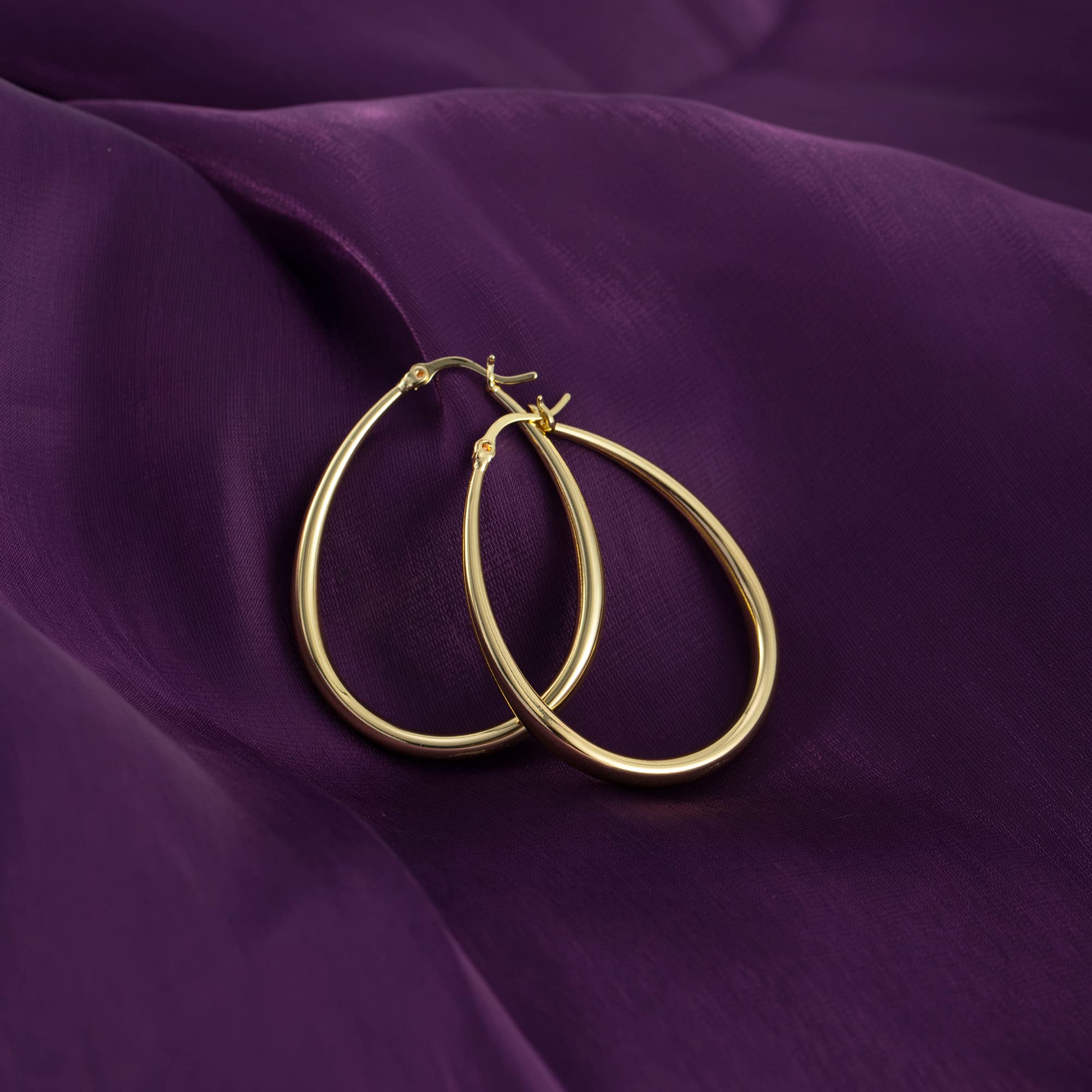 KISSPAT 14K Gold Oval Hoop Earrings for Women Hypoallergenic Sterling Silver Post Drop Dangle Oval Hoop Earrings