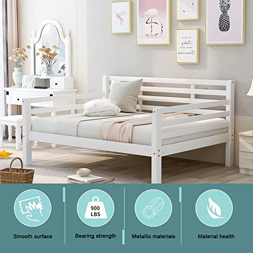 Wooden Full Size Daybed with Clean Lines, Multi-Functional Sofa Bed Frame with Wood Slat Support, No Spring Box Needed