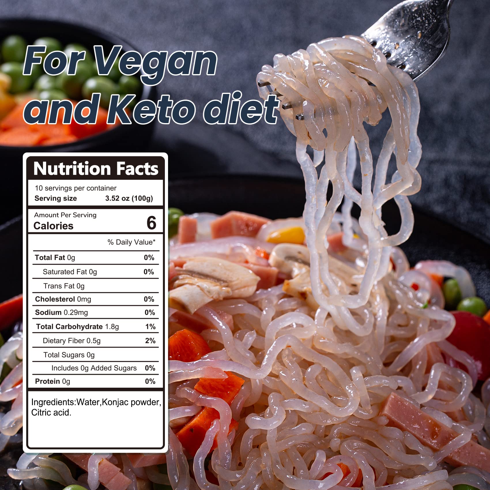 Hethstia Konjac Noodle Shirataki Spaghetti, 10 Pack Low Carb Pasta 56.5oz (1600g), Keto, Gluten Free
