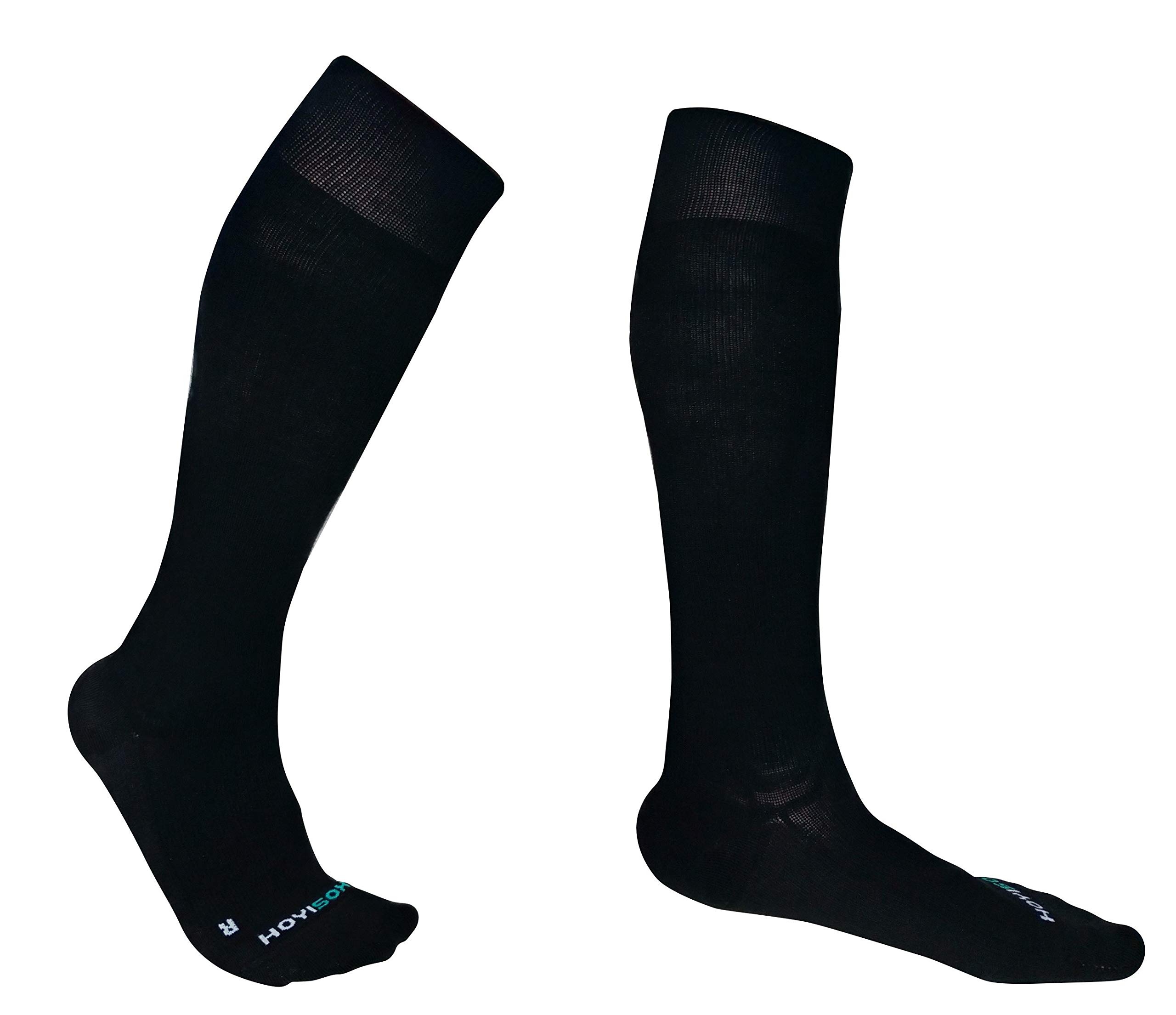 HOYISOX Big and Tall Compression Socks 20-30 mmHg, Comfortable Knee High Socks for Men and Women (as1, alpha, 3x_l, regular, regular, Black)
