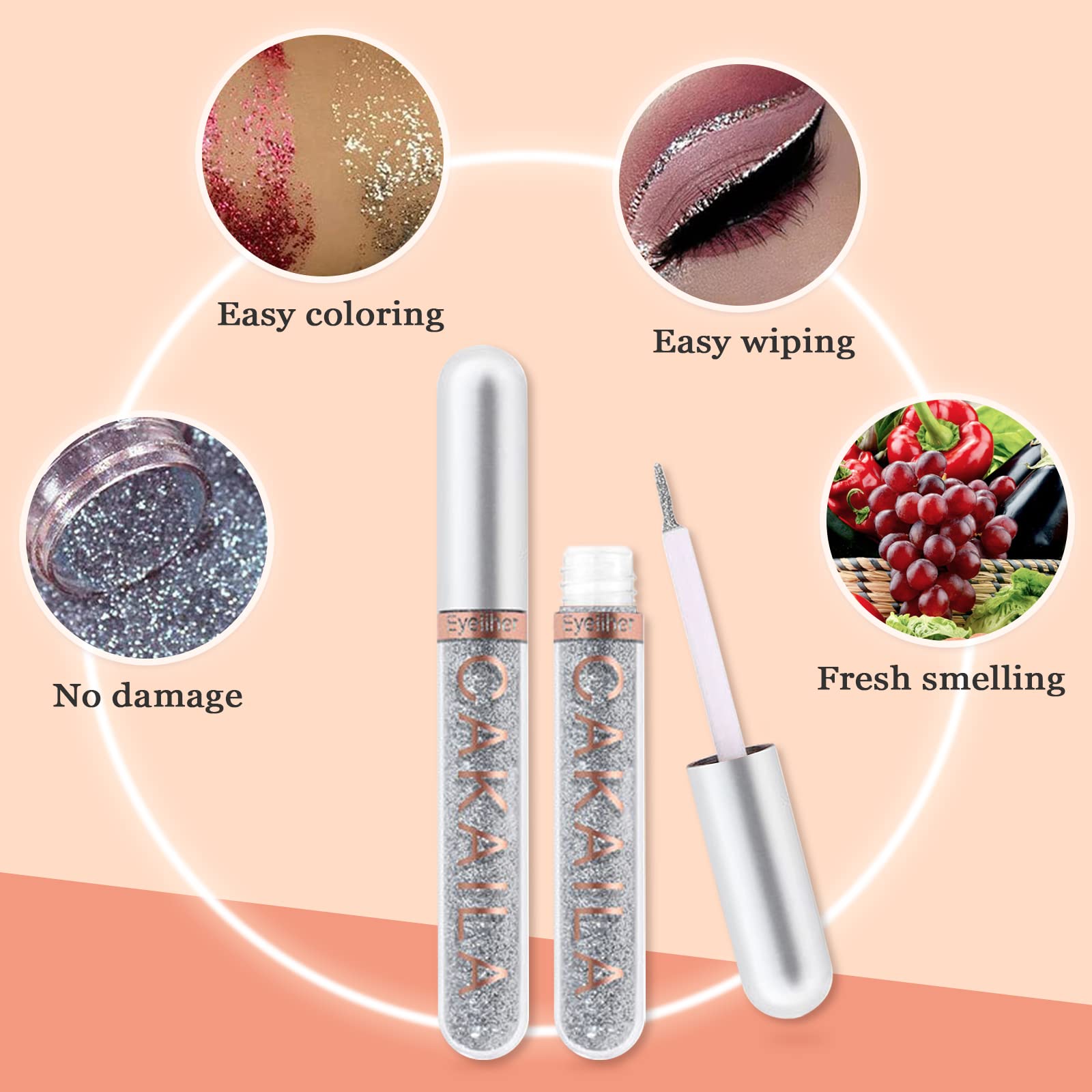 Rechoo 8 Colors Glitter Liquid Eye liner Set for Eye Makeup, Waterproof Superstay Long Lasting Shiny Eye Liners Pencil (8 Glitter Colors)