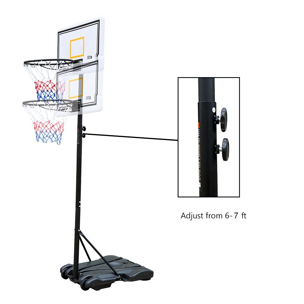 HaoKang Portable Basketball Hoop with Adjustable Height System Outdoor 28" Background and Wheels for Teenager