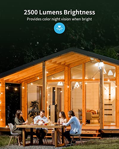 ZJX 2500 Lumens Floodlight Camera Outdoor, Security Cam with Motion-Activated Light, Motion Detection and Siren Alarm, Waterproof(White) (White), Round (FC-01)